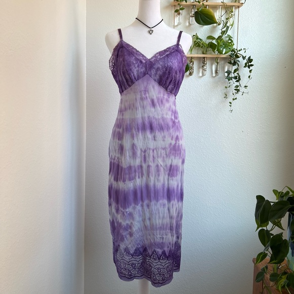 Van Raalte | Dresses | Vintage Tie Dye Slip Dress Purple Lace | Poshmark